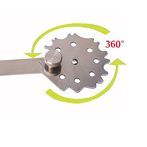 Stainless Steel BBQ Grill Scraper, 360° Adjustable Grill Carbon Grate Cleaner, Wooden Handle Metal Barbecue Grill Cleaner Tool Grill Scraper with Bottle Opener Works with Most Grill Grates