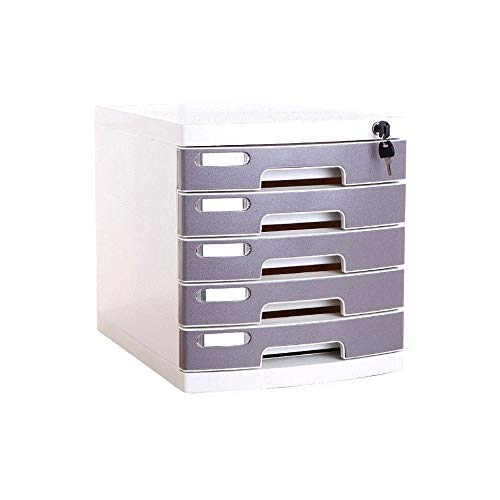 LEYT Flat File Cabinets, Lockable Drawer-Type Information Cabinet Office A4 Storage, with 5 Drawers Grey (Size : Medium 5-Layers)