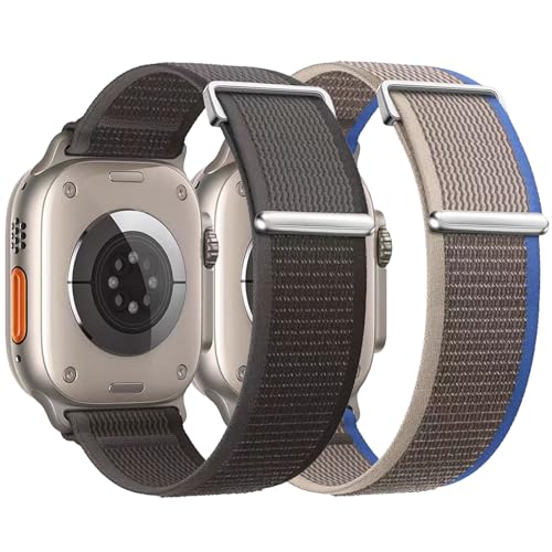 Unbeinst 2 Pack Sport Band Compatible with Watch 49mm 44mm 45mm 42mm 40mm 41mm 38mm for Men, Soft Nylon Strap Adjustable Wristbands for Series 9 Ultra/Ultra 2 8 7 6 5 4 SE