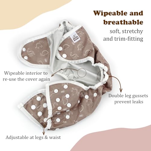 Mama Koala Reusable Adjustable Cloth Diaper Covers with Double Gusset for Girls and Boys, Snap Closure, Size S (Simply Neautrals)