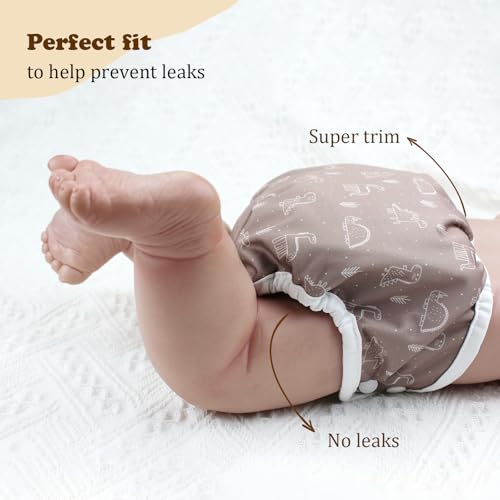 Mama Koala Reusable Adjustable Cloth Diaper Covers with Double Gusset for Girls and Boys, Snap Closure, Size S (Simply Neautrals)