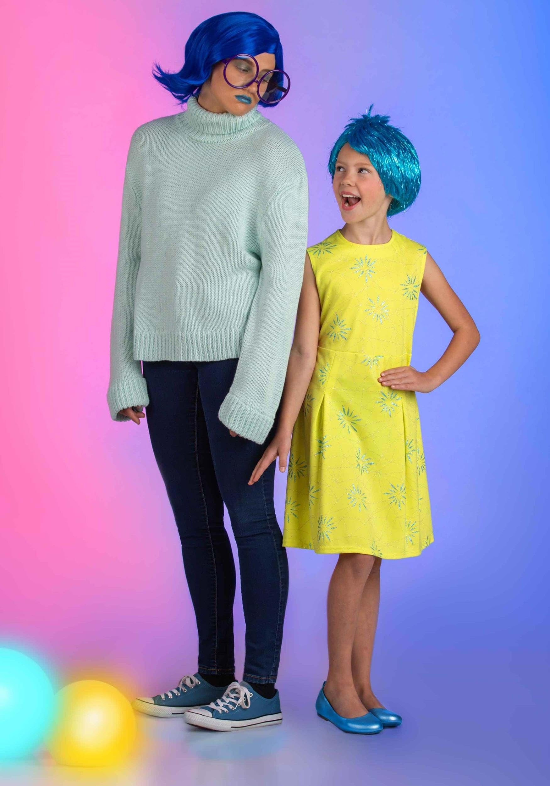 Fun Costumes Disney and Pixar Inside Out Sadness Costume for Adults, Deluxe Women's Sadness Outfit for Halloween and Cosplay Large Blue