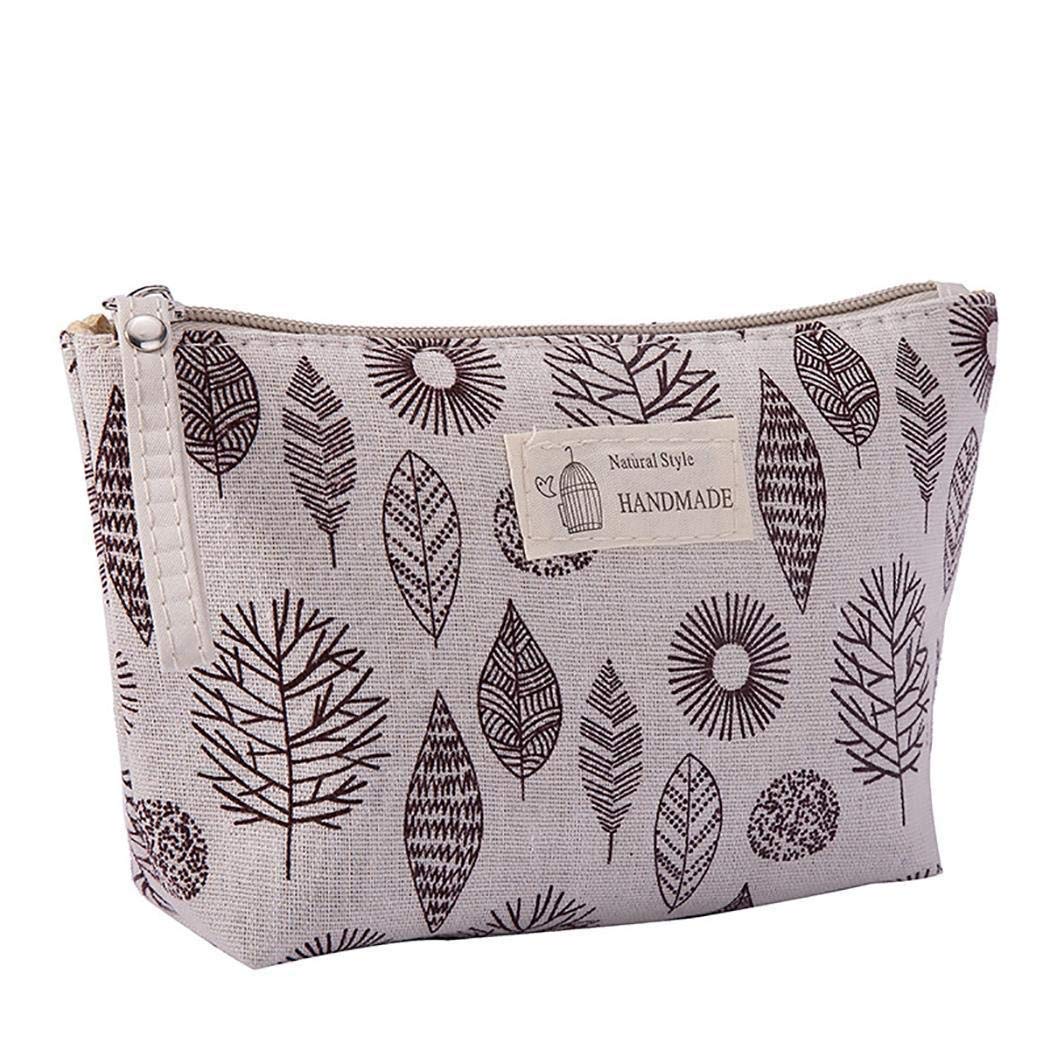 Makeup Bag Cosmetic Small Bag for Women Waterproof Large Capacity Travel Pounch Toiletry Bag for Girls Brush Purse Reusable Organizer Open Flat with Handle(A)