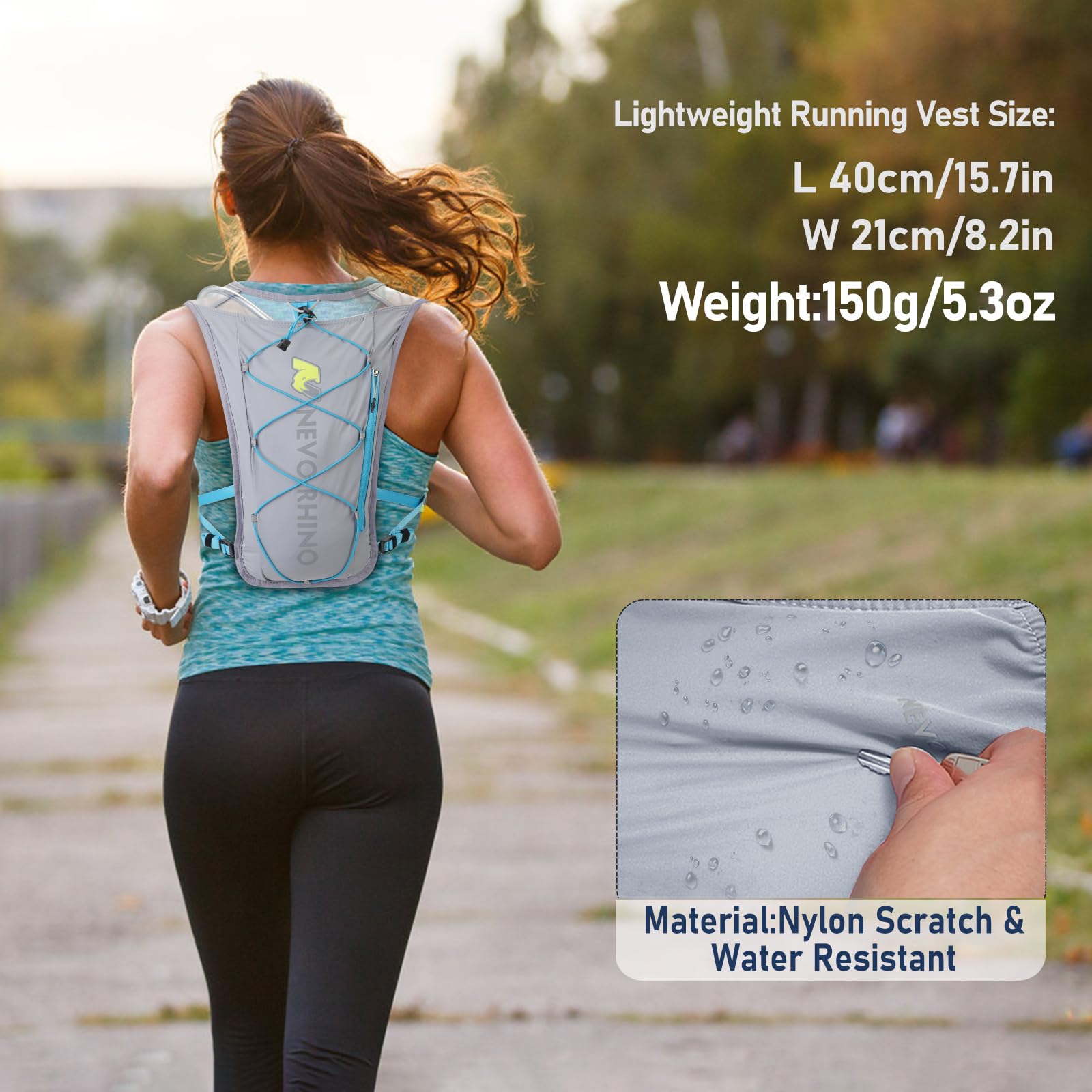 N NEVO RHINO Running Vest for Women, Water Backpack, Hydration Running Vest for Hiking, Trail Marathon Race, Ideal for Women and Men (Pack with 1.5L Water Bladder)