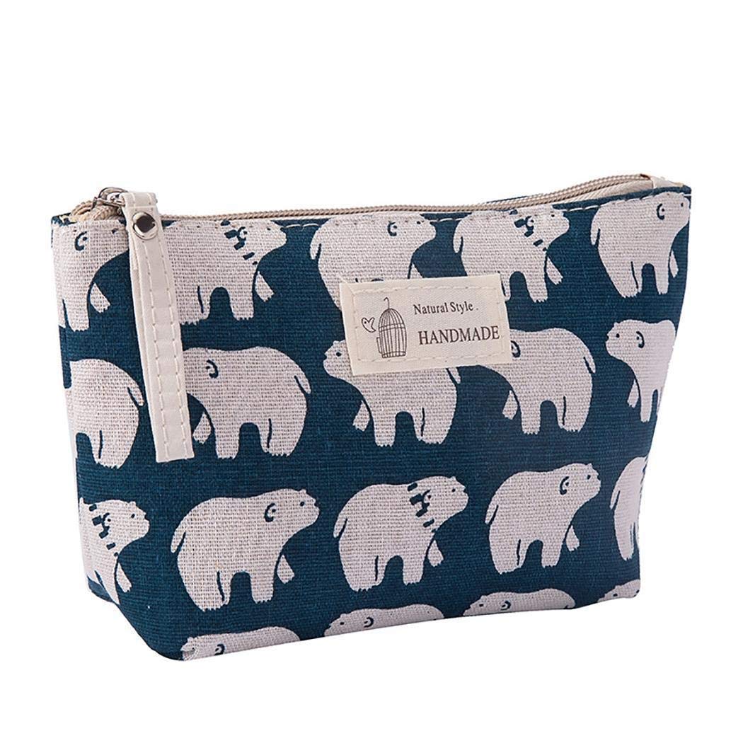 Makeup Bag Cosmetic Small Bag for Women Waterproof Large Capacity Travel Pounch Toiletry Bag for Girls Brush Purse Reusable Organizer Open Flat with Handle(A)