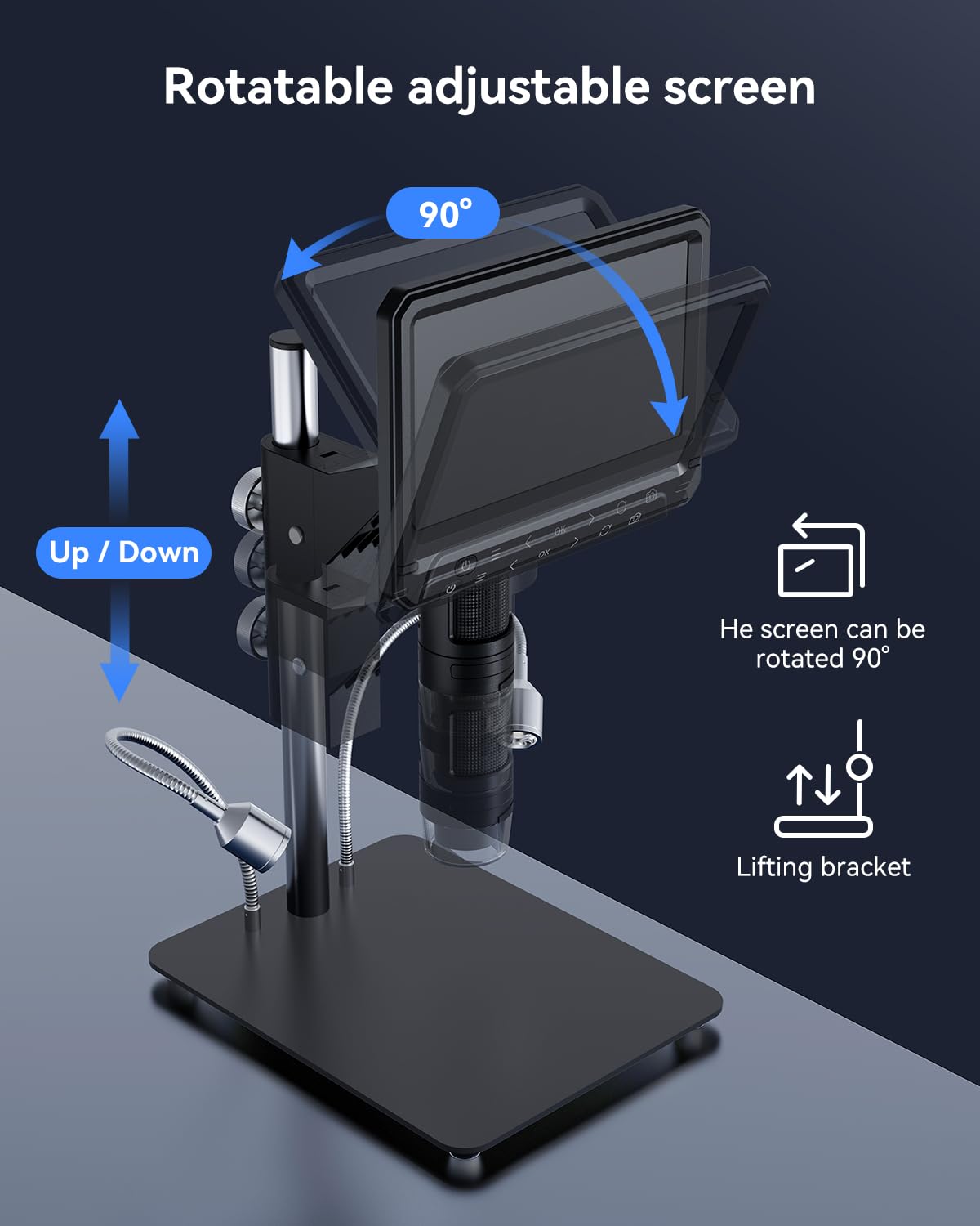 7" LCD Digital Microscope, Coin Microscope with 12MP Camera 10-1200X, 1080P Video/Photo, SKYEAR USB Microscope for Windows/MacOS, 2 Fill Lights, Wireless Remote, Microscope for Adults