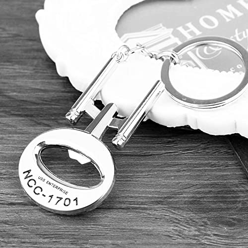 Star Trek Bottle Opener Keychain - USS Enterprise NCC-1701 Gold Metal Bottle Opener Keyring Manual Openers(Silver)