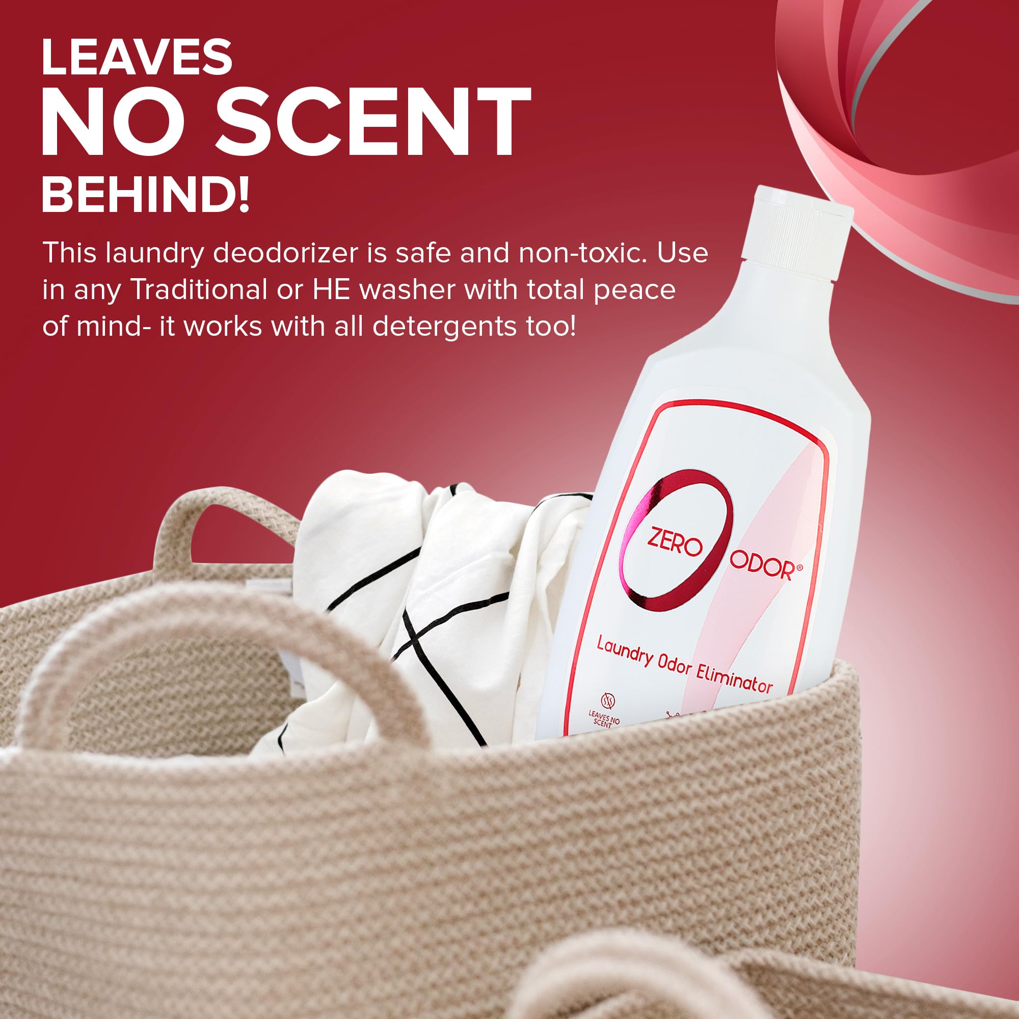 Zero Odor β Laundry Odor Eliminator - Permanently Eliminate laundry Odor β Patented Molecular Technology Best For Clothes, Towels & Linens, Shoes, Bags, Etc. - rinse and refresh Again, 16oz