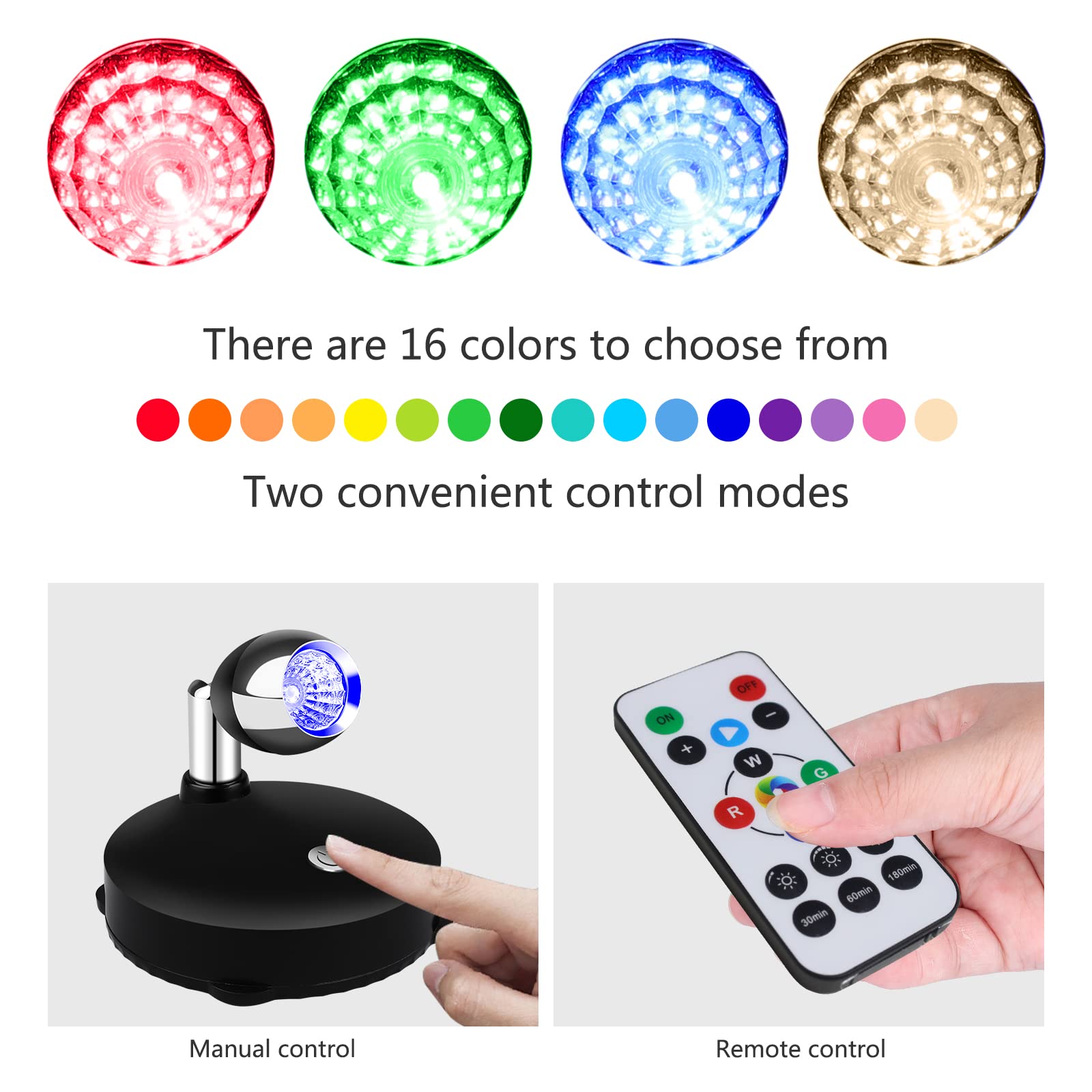 LEASTYLE Spotlight Battery Operated Spot Light Up Lights Indoor Mini Accent Lights Dimmable Art Lights LED Spotlights Wall Light for Christmas, Halloween Pumpkin