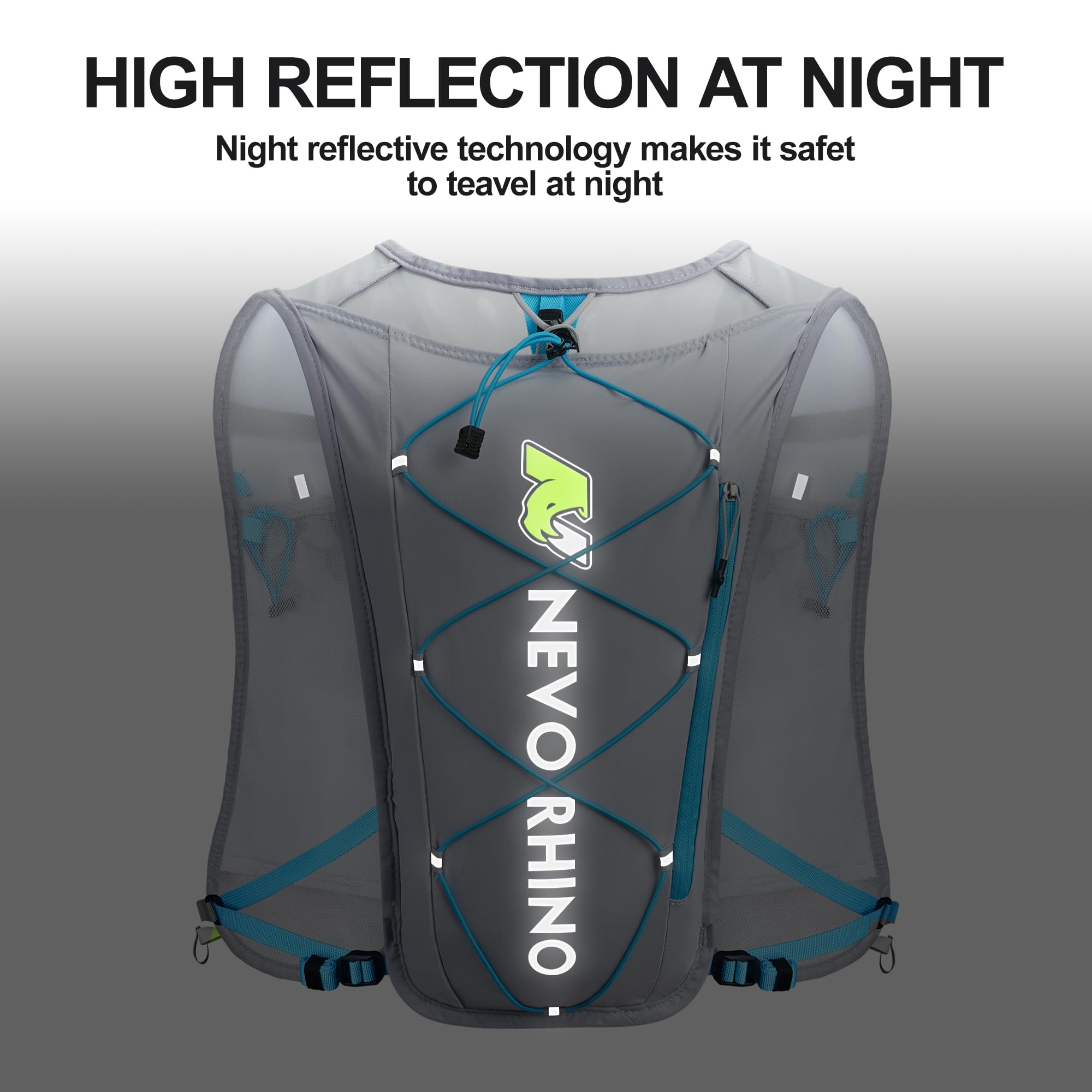 N NEVO RHINO Running Vest for Women, Water Backpack, Hydration Running Vest for Hiking, Trail Marathon Race, Ideal for Women and Men (Pack with 1.5L Water Bladder)