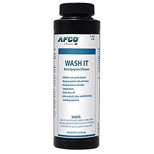 OBSOLETE AFCO 2548 Wash It Powdered Alkaline Brew Equipment Cleaner 2 LB (One Container) designed for cleaning everything, including fermenters, brew kettles, mash/lauter tuns, heat exchangers, tanks