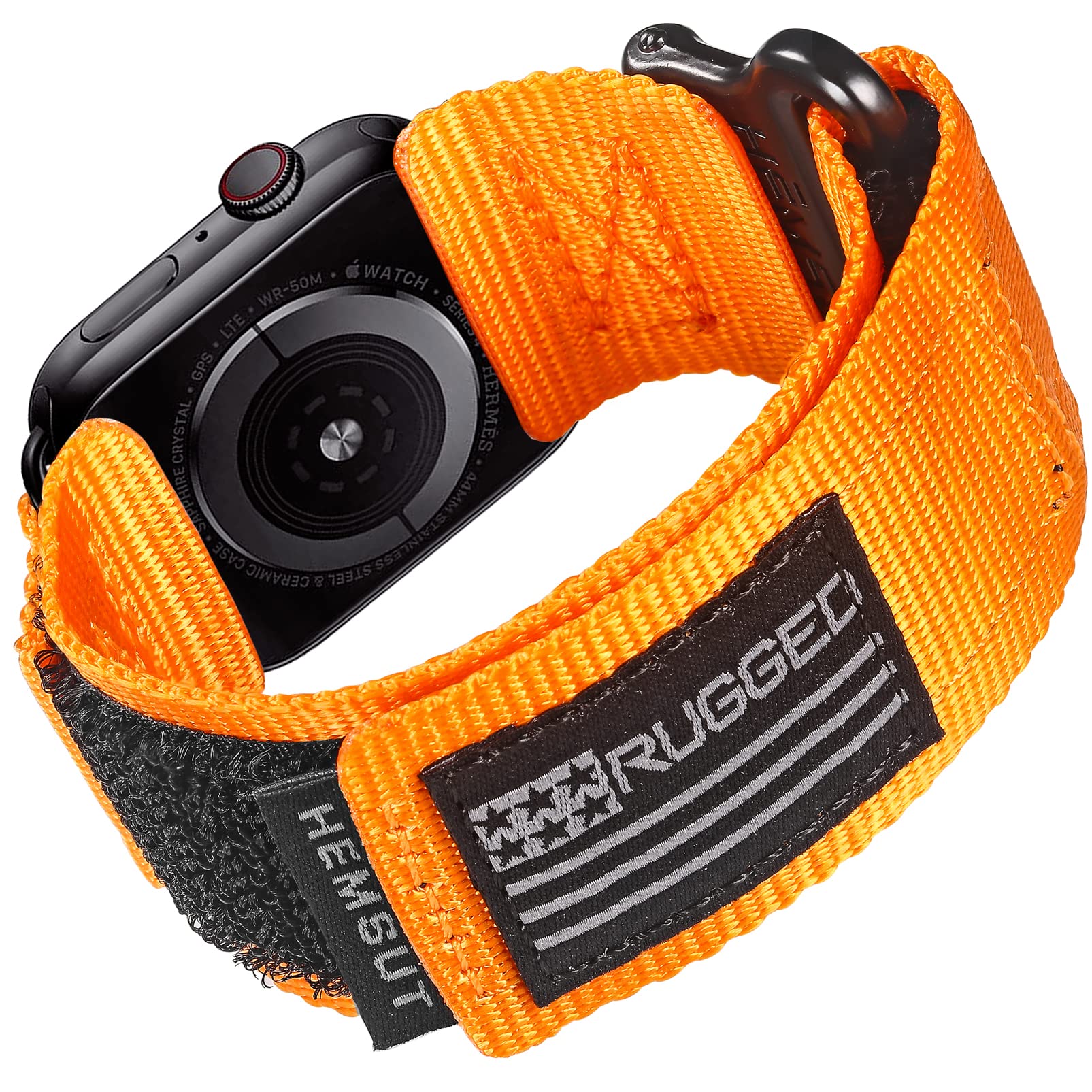 Hemsut Compatible With Apple Watch Band, Rugged Nylon Sports Strap With Woven Loop Design For iWatch 42mm/44mm/45mm 38mm/40mm/41mm, Tough Replacement Band For Series 7/6/5/4/3/2/1/SE Men Women