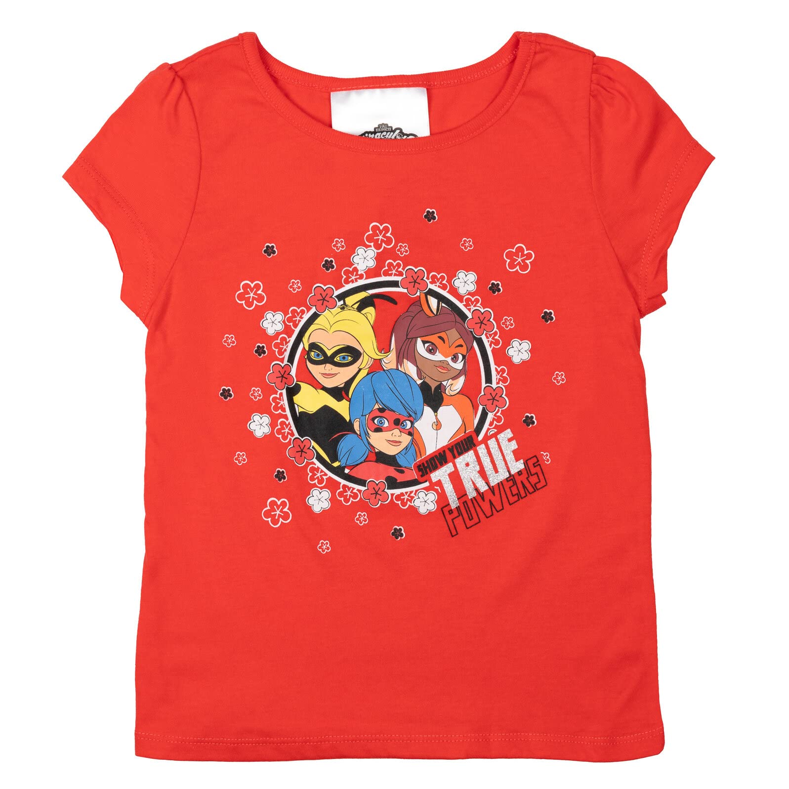 Miraculous Little Girls T-Shirt, Skirt and Satin Headband 3 Piece Outfit Set Red 7-8
