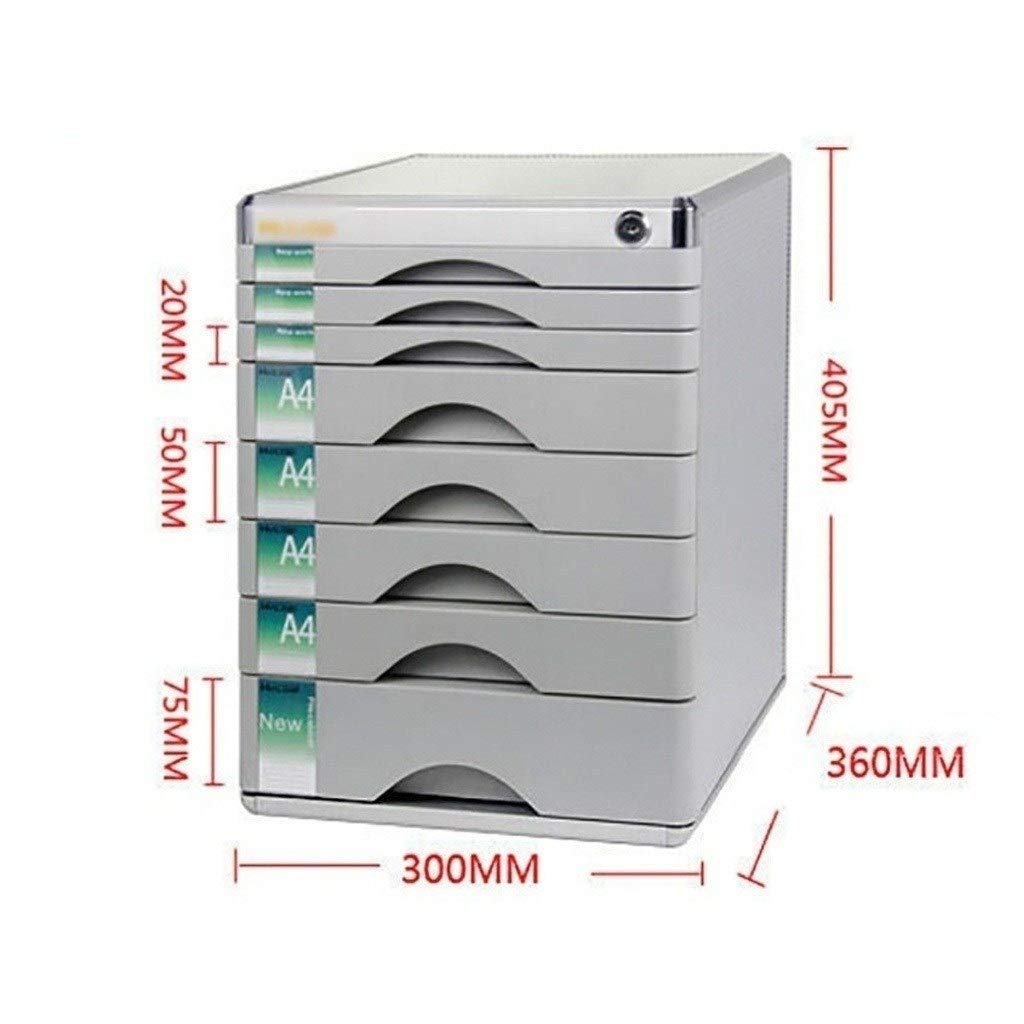 LEYT Flat File Cabinet, 8-Layer Lockable Aluminum Alloy Data Office Storage Drawer for Home Office Supplies Silver