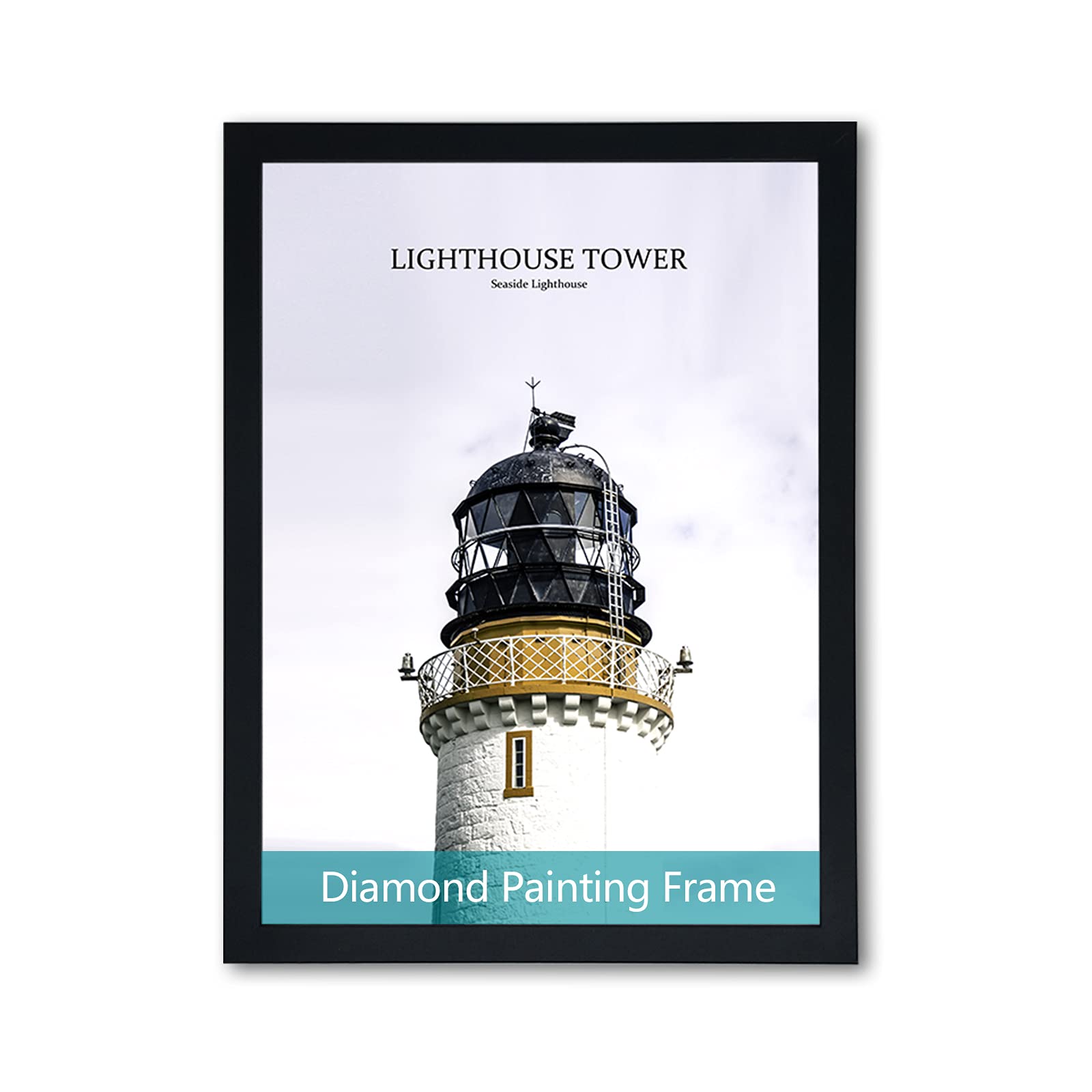 Bemaystar Diamond Art Painting Frames Display Pictures 10x14in/25x35cm Without Mat, Frames for Diamond Art 30x40cm, Black Frame with Lighthouse Photos and Glass