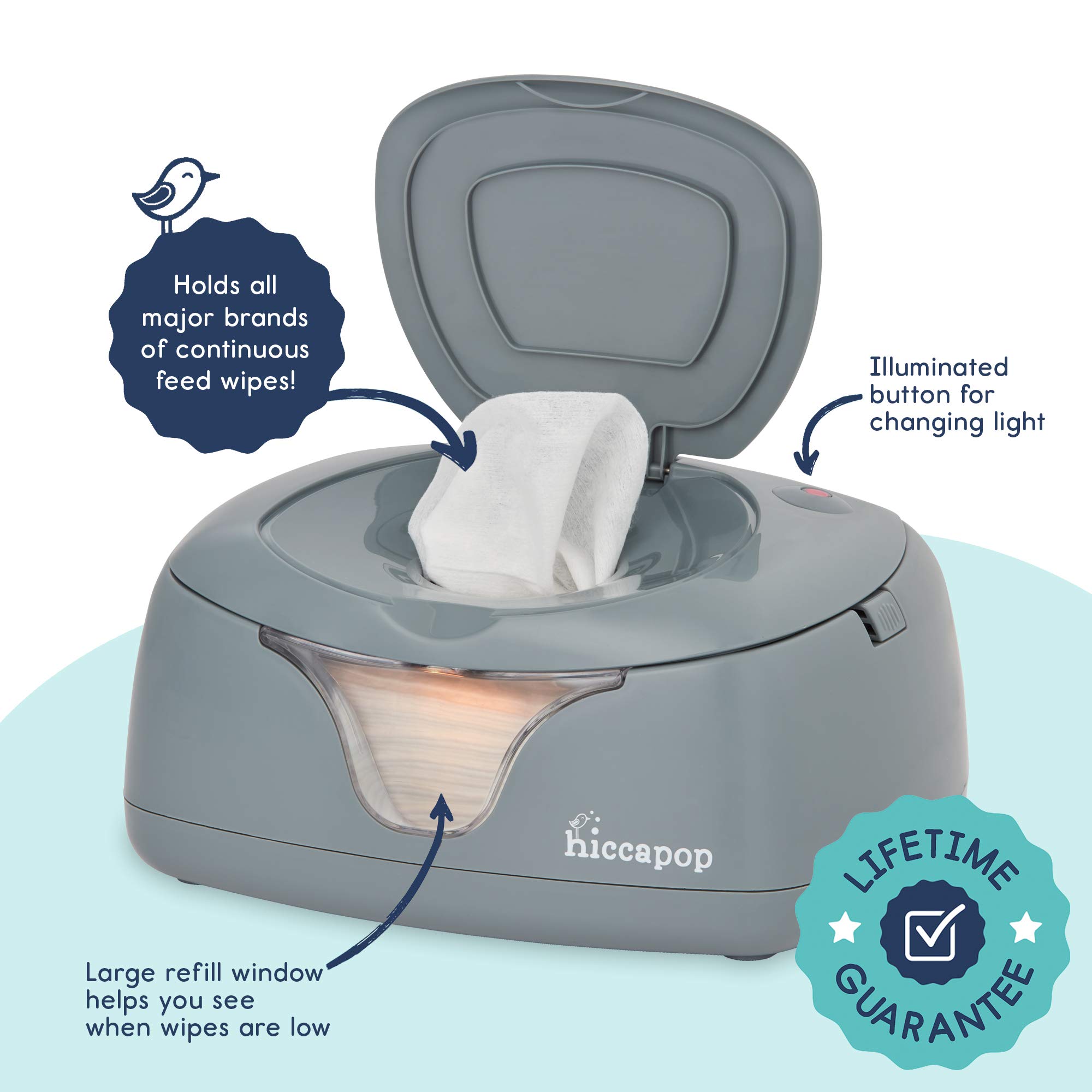 hiccapop Baby Wipe Warmer and Baby Wet Wipes Dispenser | Baby Wipes Warmer for Babies | Diaper Wipe Warmer with Changing Light