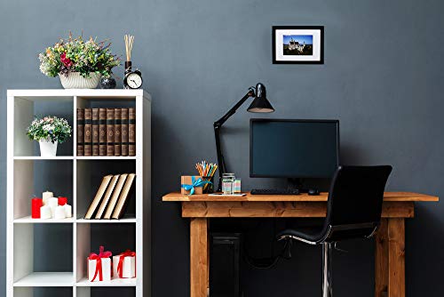 A4 Black Wood 21 x 29.7 cm Picture Frame with 13.8x20cm Mat - Includes Hanging Hardware and Easel - Real Glass - Horizontal and Vertical for Wall or Tabletop - International Size - 8.3x11.7 Inch