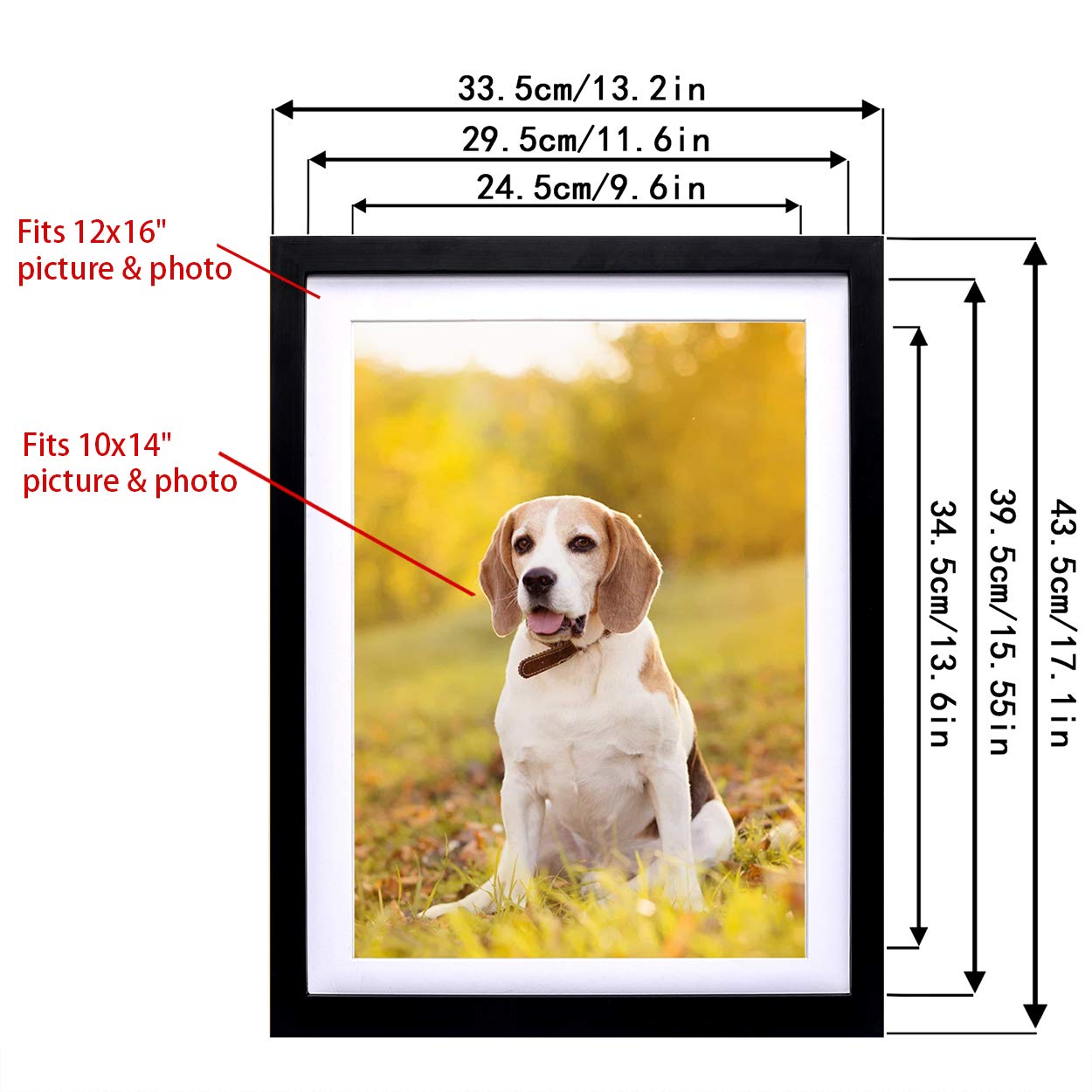IOOSTAR 12x16 Diamond Painting Picture Frame Display Pictures 10 x 14 inch/25x35 cm with Mat or 12 x 16 inch/30x40 cm Without Mat Photo Frames Diamond Art Frame Natural Solid Wood Black (YNCK002)