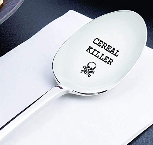 Cereal killer Spoon Gift for Men Women | Funny Spoon Gift for Friends | Cereal Killer - Engraved Spoon Gift for Dad Mom | Birthday Thanksgiving Day Christmas Gifts | Gift for Cereal Lovers - 7 Inches