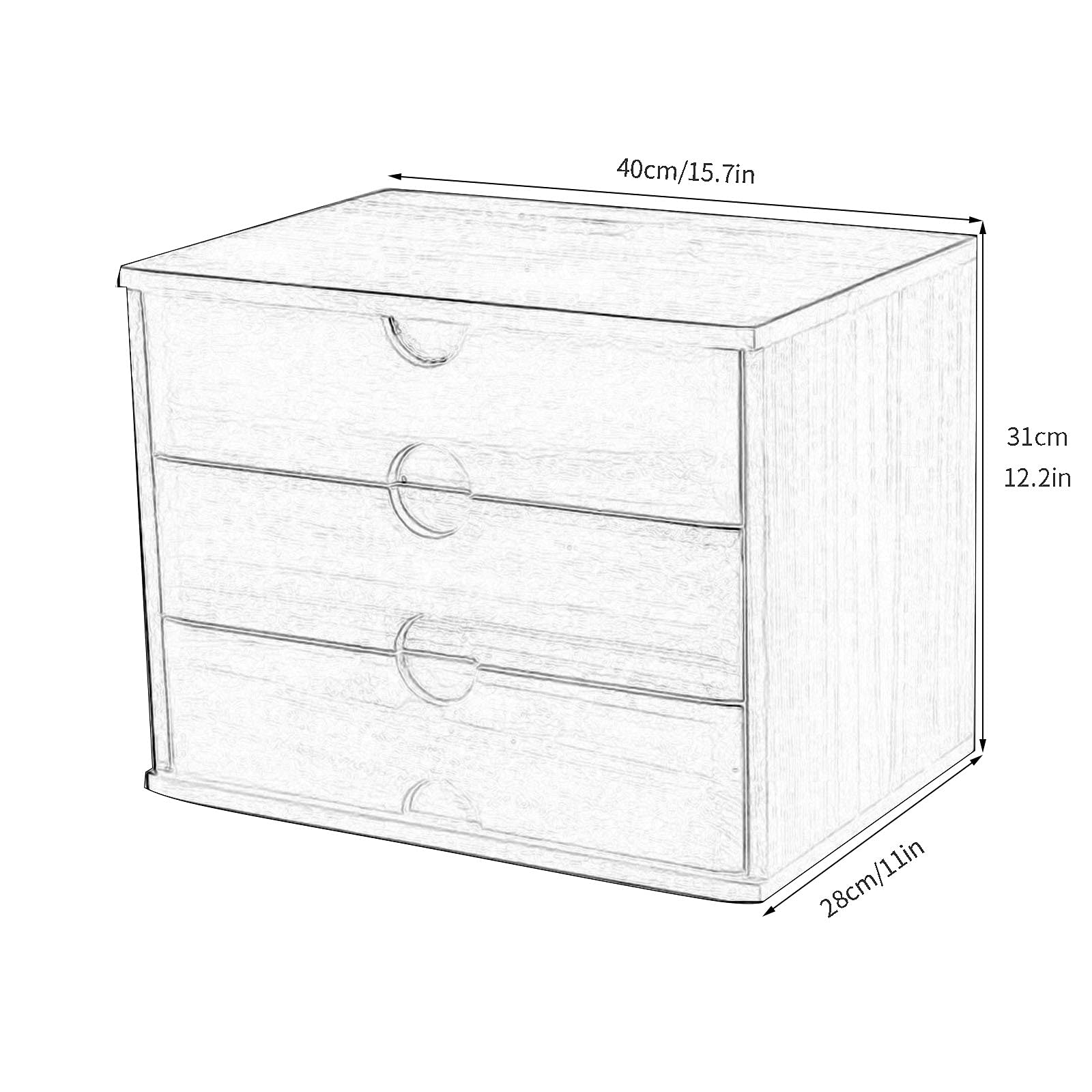 LEYT Wooden Desktop Storage Box with 3 Drawers, Office Supplies A4/Receipt File Organizer, Flat File Cabinet (Color : B)