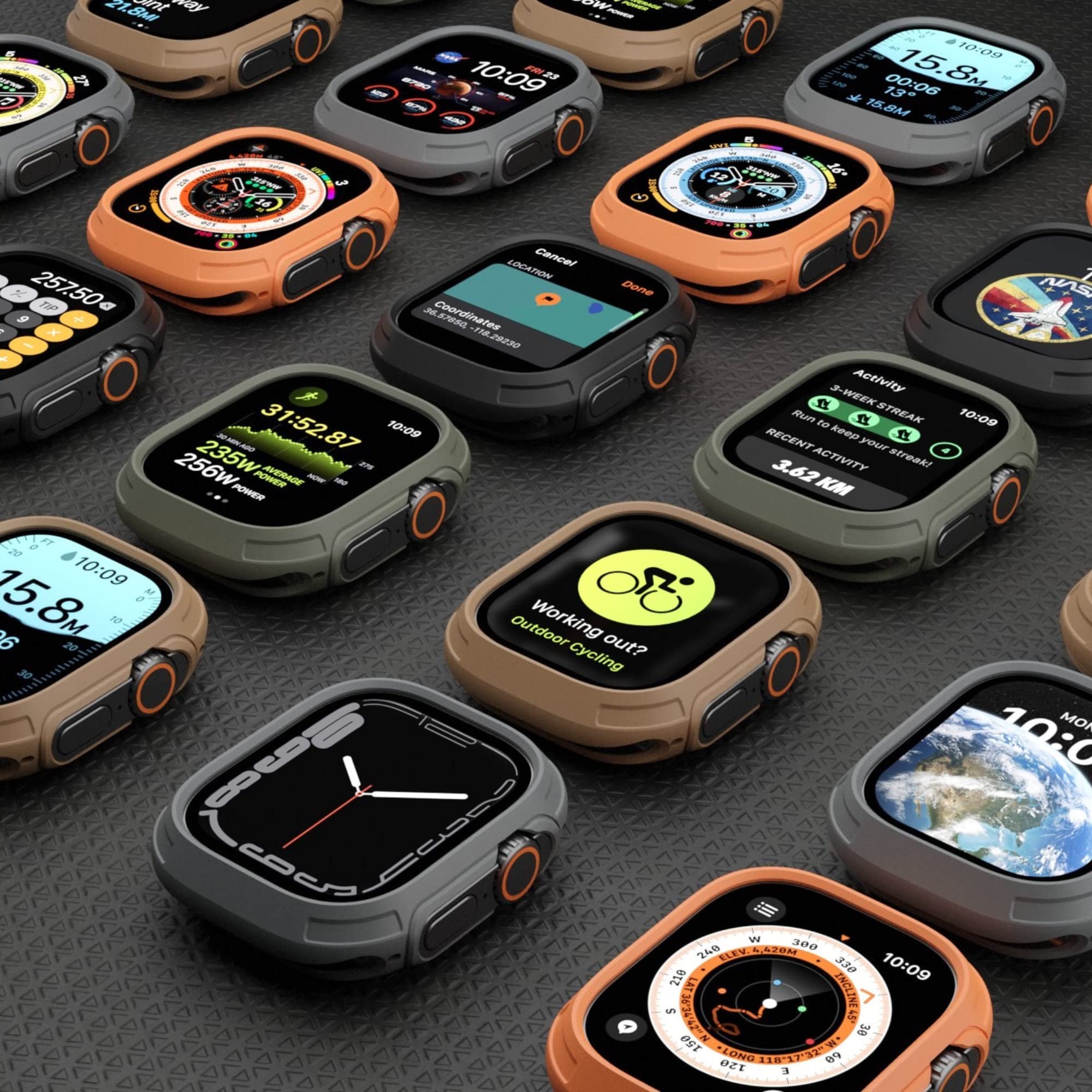 elkson Made for Apple Watch Ultra 2 1 Bumper Case 49mm Screen Protector Tempered Glass, Quattro Max Series Rugged for iWatch, Military Grade Durable Protective Cover, Flexible Shock Proof, Grey