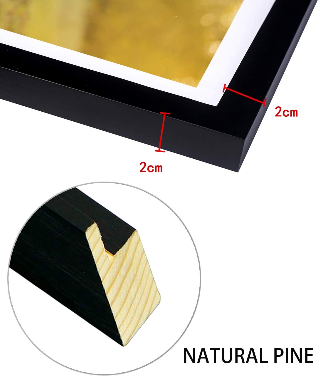 IOOSTAR 12x16 Diamond Painting Picture Frame Display Pictures 10 x 14 inch/25x35 cm with Mat or 12 x 16 inch/30x40 cm Without Mat Photo Frames Diamond Art Frame Natural Solid Wood Black (YNCK002)
