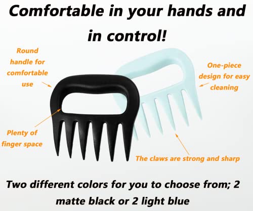 Meat Claws for Shredding,BBQ Meat Shredder Claws,Meat Claws for Shredding Pulled Pork, Chicken, Turkey, and Beef- Handling & Carving Food,Easily Lift, Handle, Shred, and Cut Meats (light blue)