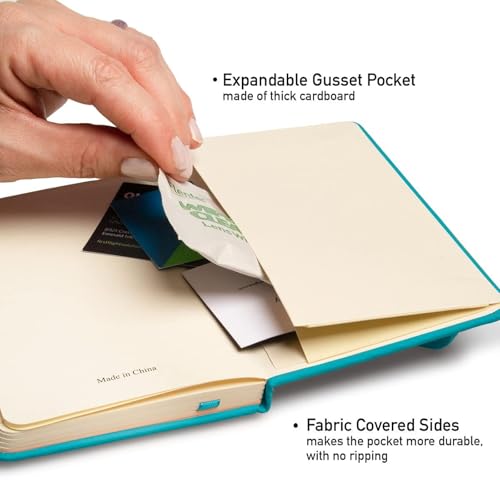 A6 Pocket Size Mini Notebooks with Hardcover - Ruled Small Journal Set for School, Home & Office - 124 pages (3.7" x 5.7") with Inner Pocket (Turquoise, 3 Pack)