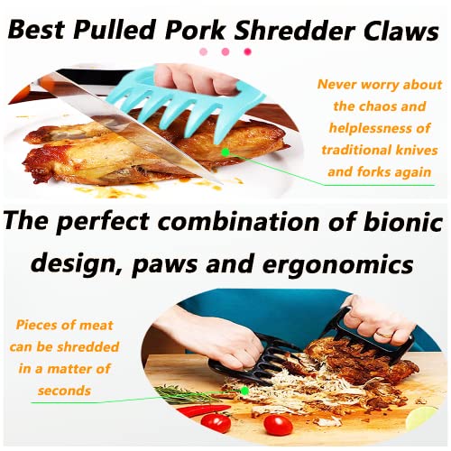 Meat Claws for Shredding,BBQ Meat Shredder Claws,Meat Claws for Shredding Pulled Pork, Chicken, Turkey, and Beef- Handling & Carving Food,Easily Lift, Handle, Shred, and Cut Meats (light blue)