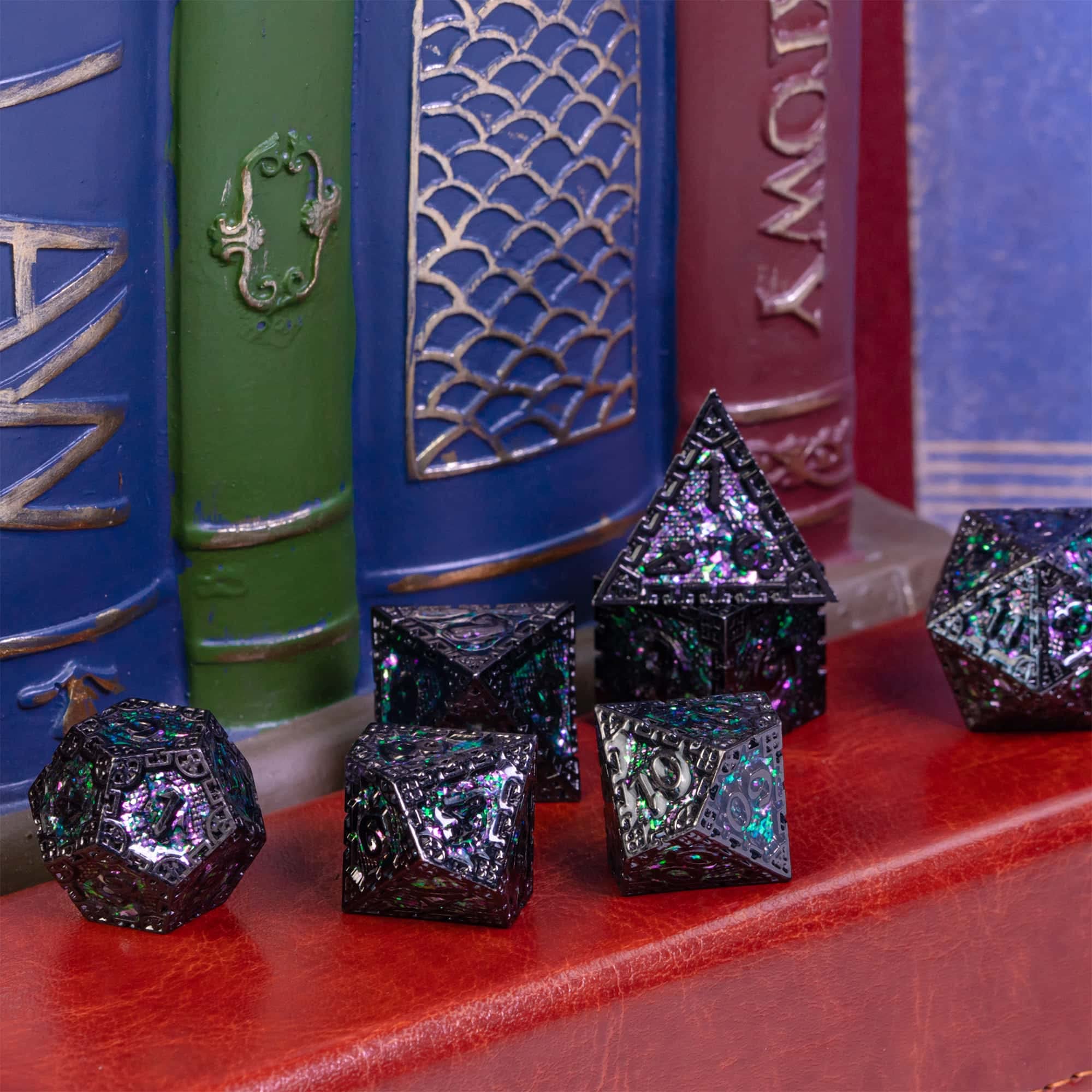 UDIXI Metal DND Dice Set, 7PCS Polyhedral D&D Dice Set Dragon d and d Dice for Dungeons and Dragons Role Playing Dice Game and Other Tabletop Game (Black 12)