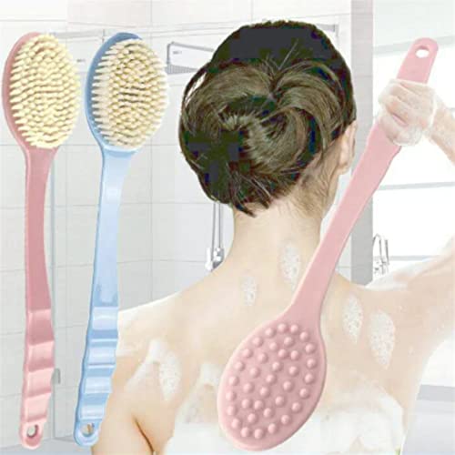 INGVY Dry Brushing Body Brush Bath Brush Body Exfoliating Scrubber Long Handle Body Back Massage Shower SPA Foam Bath Accessories Body Cleansing Brush (Color : Green)