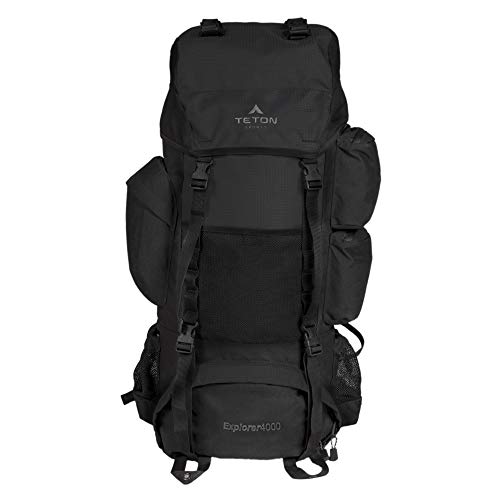 TETON 65L Explorer Internal Frame Backpack for Hiking, Camping, Backpacking, Rain Cover Included, Onyx