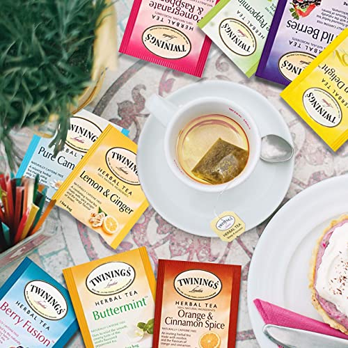 Twinings Tea Sampler Set 12 Flavors Assortment 48 Assorted Tea Bags with 20 Honey Sticks for Tea, Straws and Naturally Caffeine Free Herbal Tea Set…