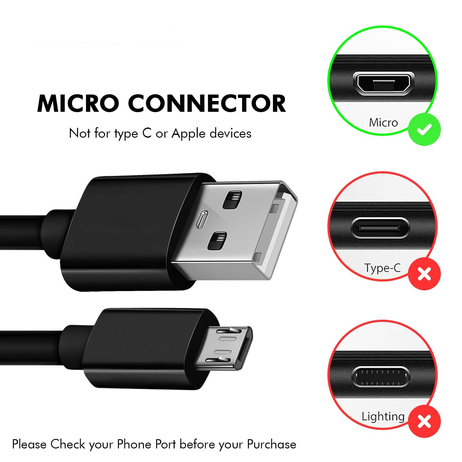 Professional Quick Charge MicroUSB Compatible with Your Bose SoundSport Free 5Ft1.8M Data Charing Cable Plus Extra Strength for Fast & Quick Charge Speeds! (Black)