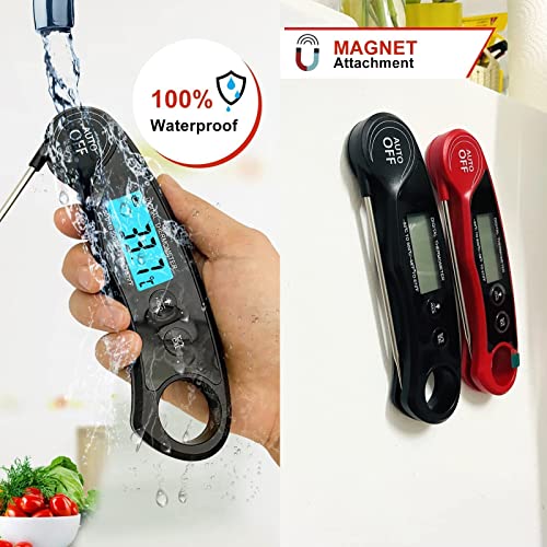 Bohran Digital Meat Thermometer,Instant Read Food Thermometer for Kitchen Cooking Grilling Smoker, with Fast&Accurate, Waterproof,Magnet,Backlight,and Folding Probe for BBQ, Turkey,Oven,Deep Fry