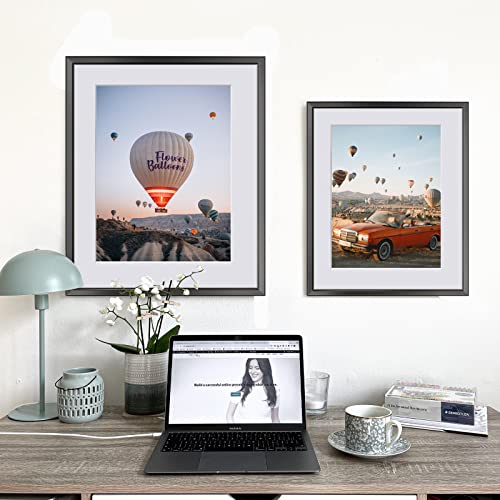 AntNest A4 Aluminum Picture Frame, Acrylic Front, Thin Black Metal Poster Frame for 8.3x11.7 Pictures, Horizontal/Vertical Wall Mount, Wall Hook Included