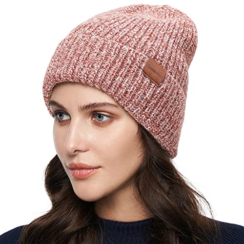 Womens Beanies for Winter Thermal: Cute Red Beanie with Thick Lining Warm Soft Slouchy Winter Hat Skull Cap Christmas Stocking Stuffers Valentines Day Gifts