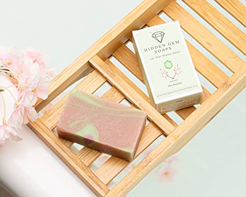 HIDDEN GEM SOAPS August Birthstone Peridot 3 Piece Gift Set All Natural Bar Soap, Bath Bomb, Shower Steamer Made in USA Palm Oil Free