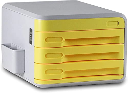 Storage Cabinet with Drawers Floor Storage Cabinet Flat File Cabinet Storage, Desktop Drawer Cabinet, with Digital Code Lock and Pen Holder Design, Size 11.8''x 14.9''x 8.8'' Cosmetics/Medicine Cabine