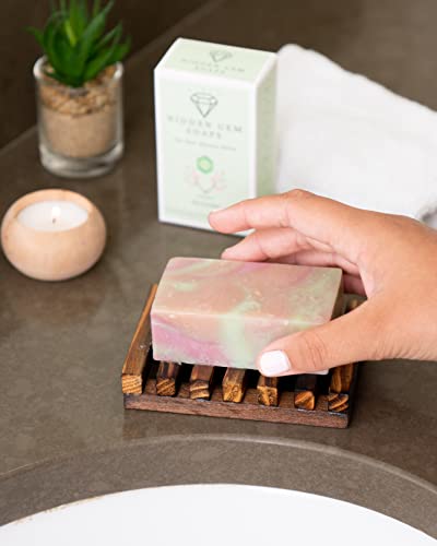 HIDDEN GEM SOAPS August Birthstone Peridot 3 Piece Gift Set All Natural Bar Soap, Bath Bomb, Shower Steamer Made in USA Palm Oil Free