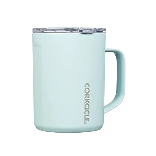 Corkcicle Triple Insulated Coffee Mug with Lid, Stainless Steel Camping Tumbler with Handle, Hot for 3+ Hours, BPA Free, Gloss Powder Blue, 16 oz