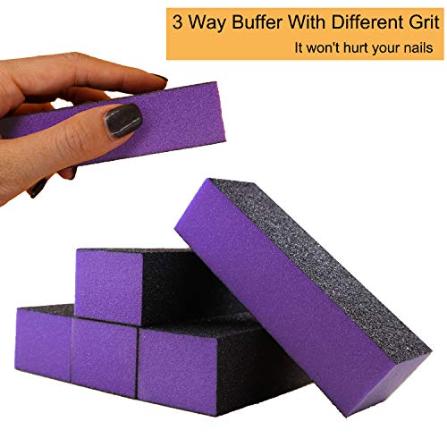 15 PCS Nail Files and Sanding Buffers Set - Sanluba Professional Manicure Tool 100 180 Grit Emery Boards 3 Sided Coarse Buffing Block 60/80 for Gel Acrylic Nails for Natural Nail Purple