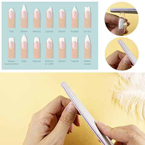 15 PCS Nail Files and Sanding Buffers Set - Sanluba Professional Manicure Tool 100 180 Grit Emery Boards 3 Sided Coarse Buffing Block 60/80 for Gel Acrylic Nails for Natural Nail Purple