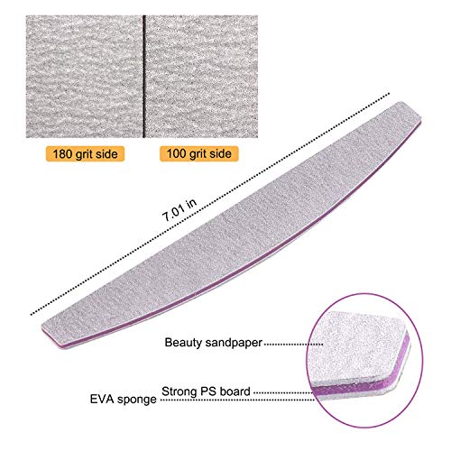 15 PCS Nail Files and Sanding Buffers Set - Sanluba Professional Manicure Tool 100 180 Grit Emery Boards 3 Sided Coarse Buffing Block 60/80 for Gel Acrylic Nails for Natural Nail Purple