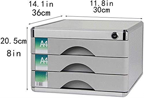 SHABOZ File Cabinets Flat Mobile 3 Drawer Lockable Data File Storage Cabinet - Aluminum Alloy - Gray 30x36x20.5cm Home Office Furniture