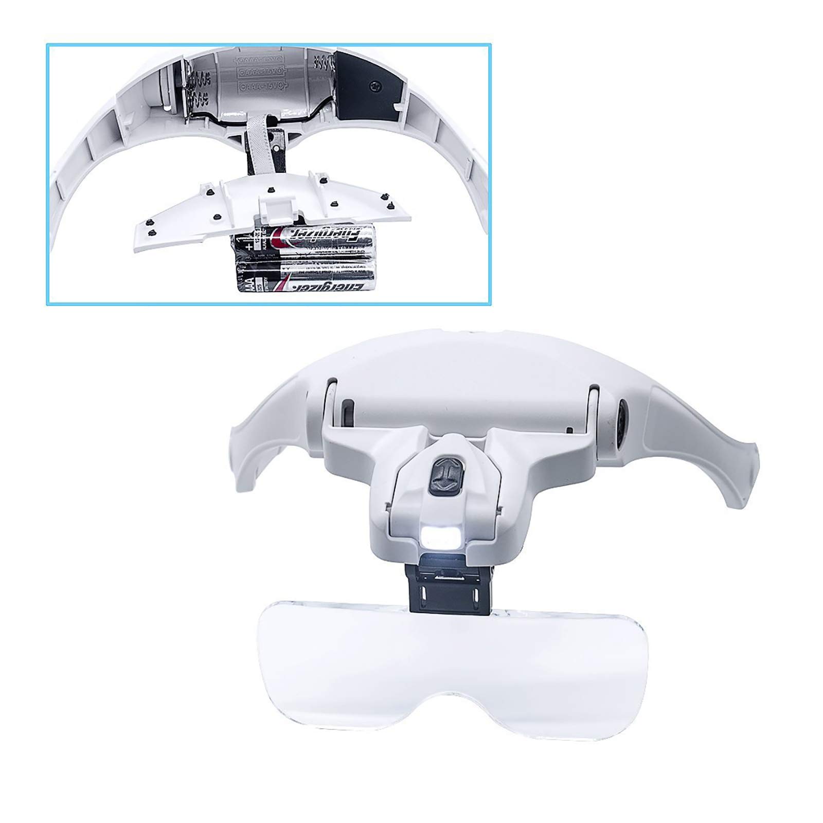 Wallfire Head Magnifier Glasses Head Mount Magnifying Glasses with LED Light for Reading Professional Headband Magnifier Hands Free for Jewelers, Crafts