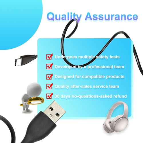 Aiivioll Fast Charging USB-C Cable for Bose Headphones、700, QC 45, Earbuds II, SoundLink Flex, Sleepbuds 2, Sport Earbuds (50cm/Black)
