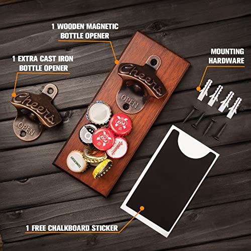 Gifts for Men Dad, Wall Mounted Magnetic Beer Bottle Opener, Valentines Day Anniversary Birthday Gift for Him Husband Grandpa, Cool Stuff Gadgets Housewarming Wedding Presents