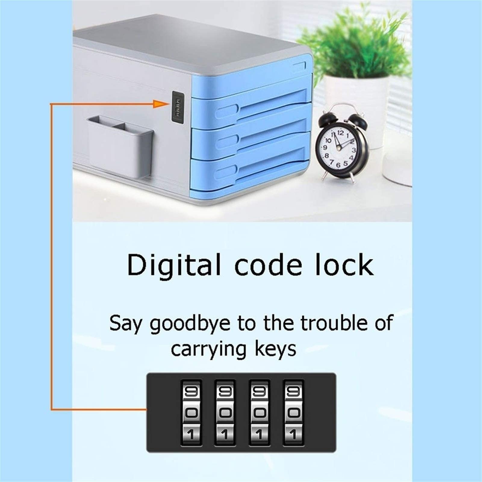 BIZOLE Desktop Organizer Storage Box - Desktop File Cabinet, 3-Layers Lockable Aluminum Alloy Flat File Cabinet, Drawer Organizer
