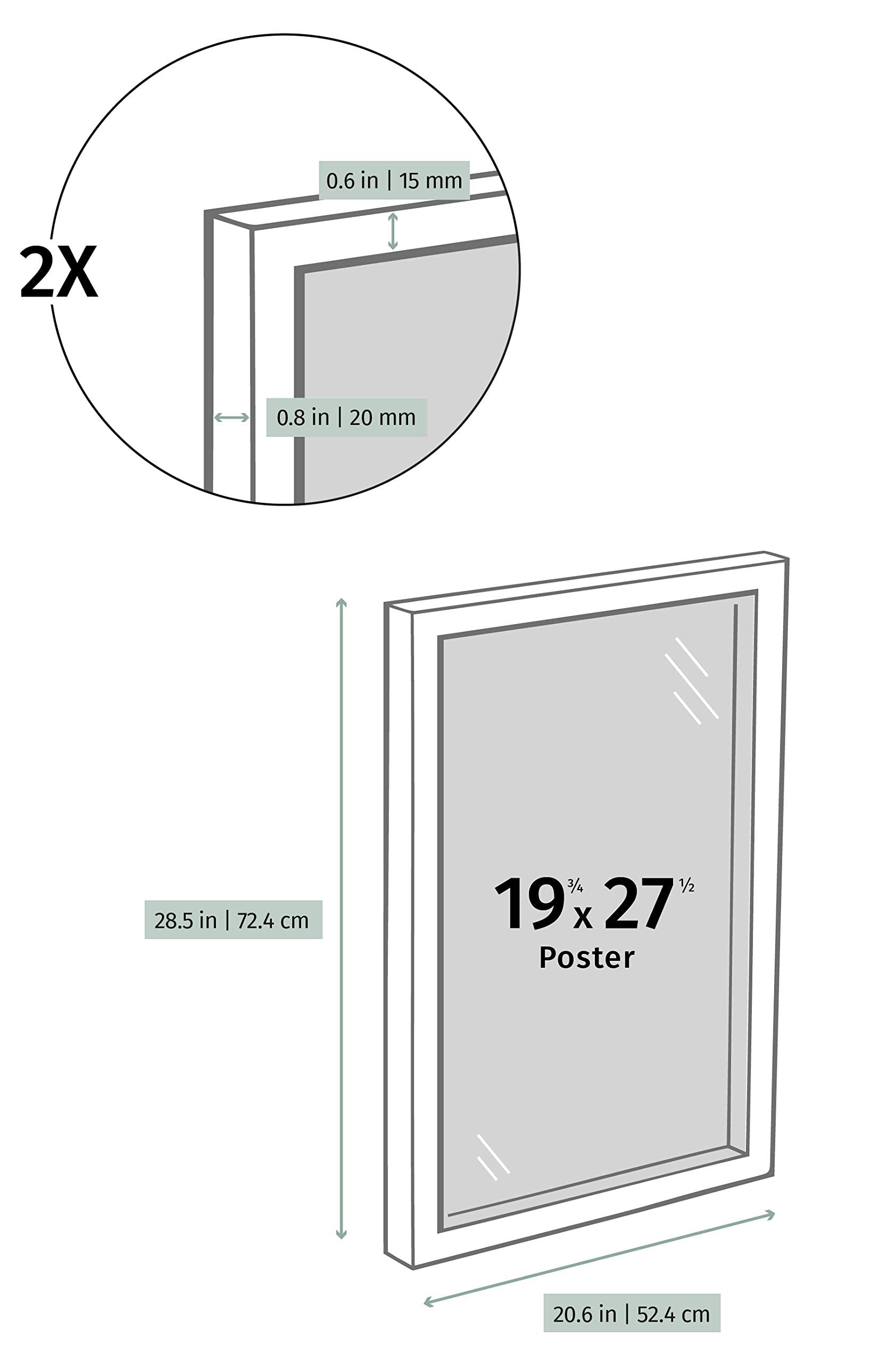 Opposite Wall - 50x70 cm - Black Solid Oak Wood Picture Frame - Lightweight, Versatile & Shatterproof - Wall Hanging Photo or Poster Frame - Wall Decor for Office, Gallery & Home, 19 3/4 x 27 1/2 in.